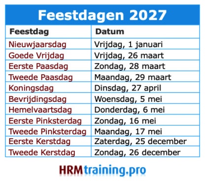 Feestdagen 2026 & 2027 | Officiële Vrije dagen kalender